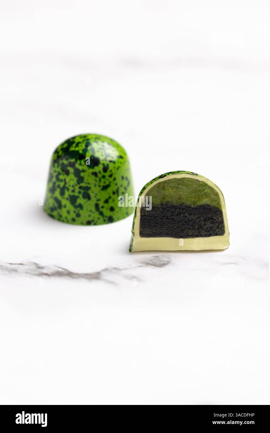 Colorful Chocolate Bonbons on White Marble Background – Minimalist ...