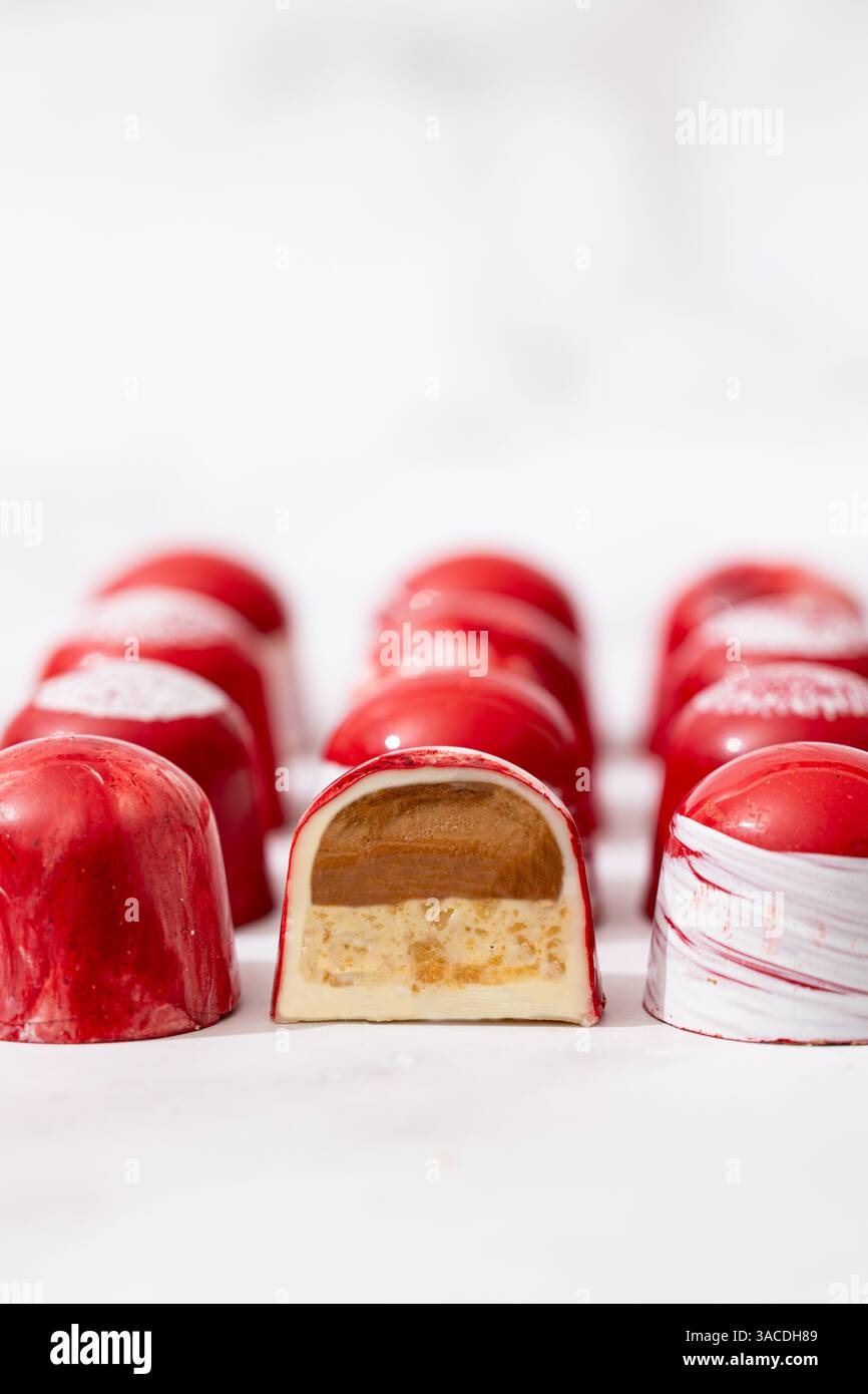 Colorful Chocolate Bonbons on White Marble Background – Minimalist ...