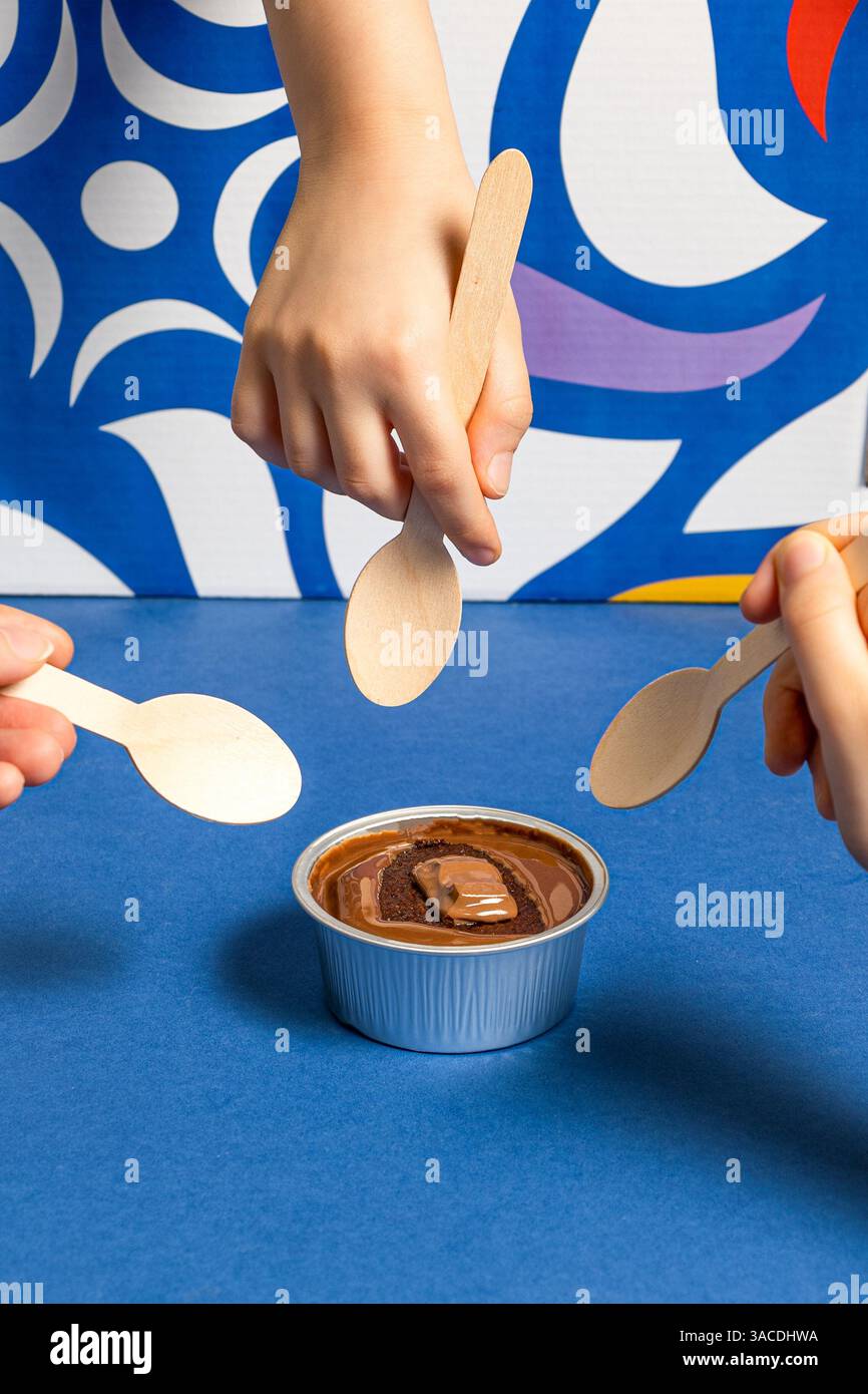 Flat Lay of Molten Chocolate Cups – Kinder, Hazelnut, and Original ...