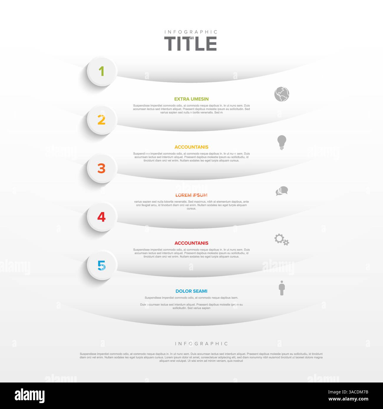 A clean and modern infographic features a five-step layout with ...