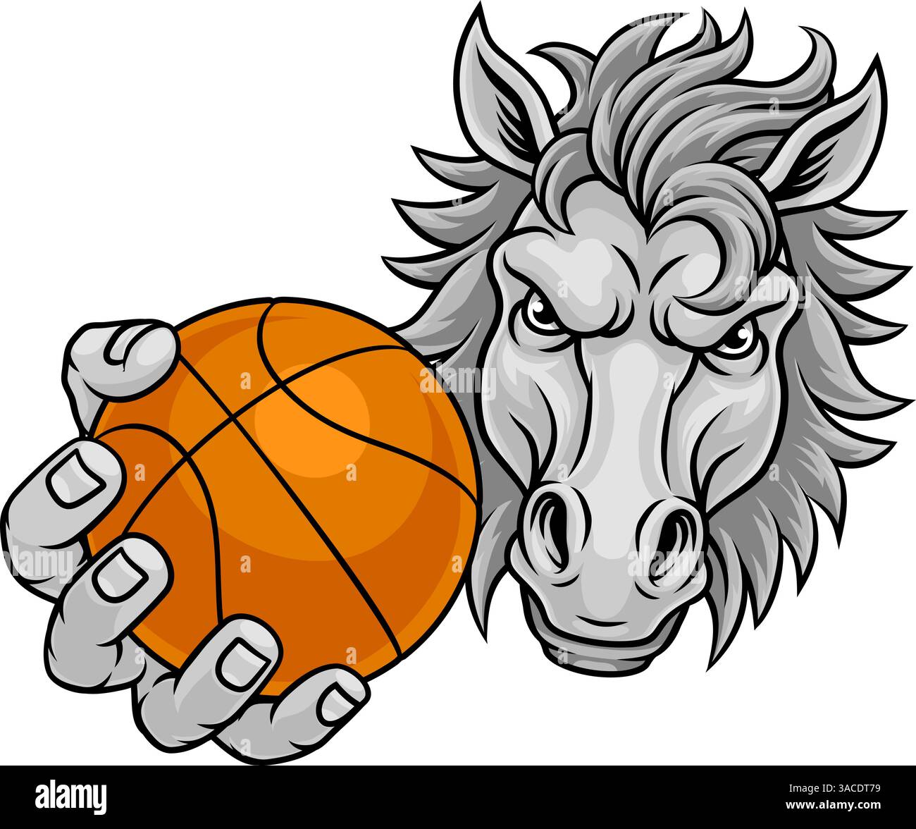 Horse Mustang Stallion Basketball Sports Mascot Stock Vector Image ...