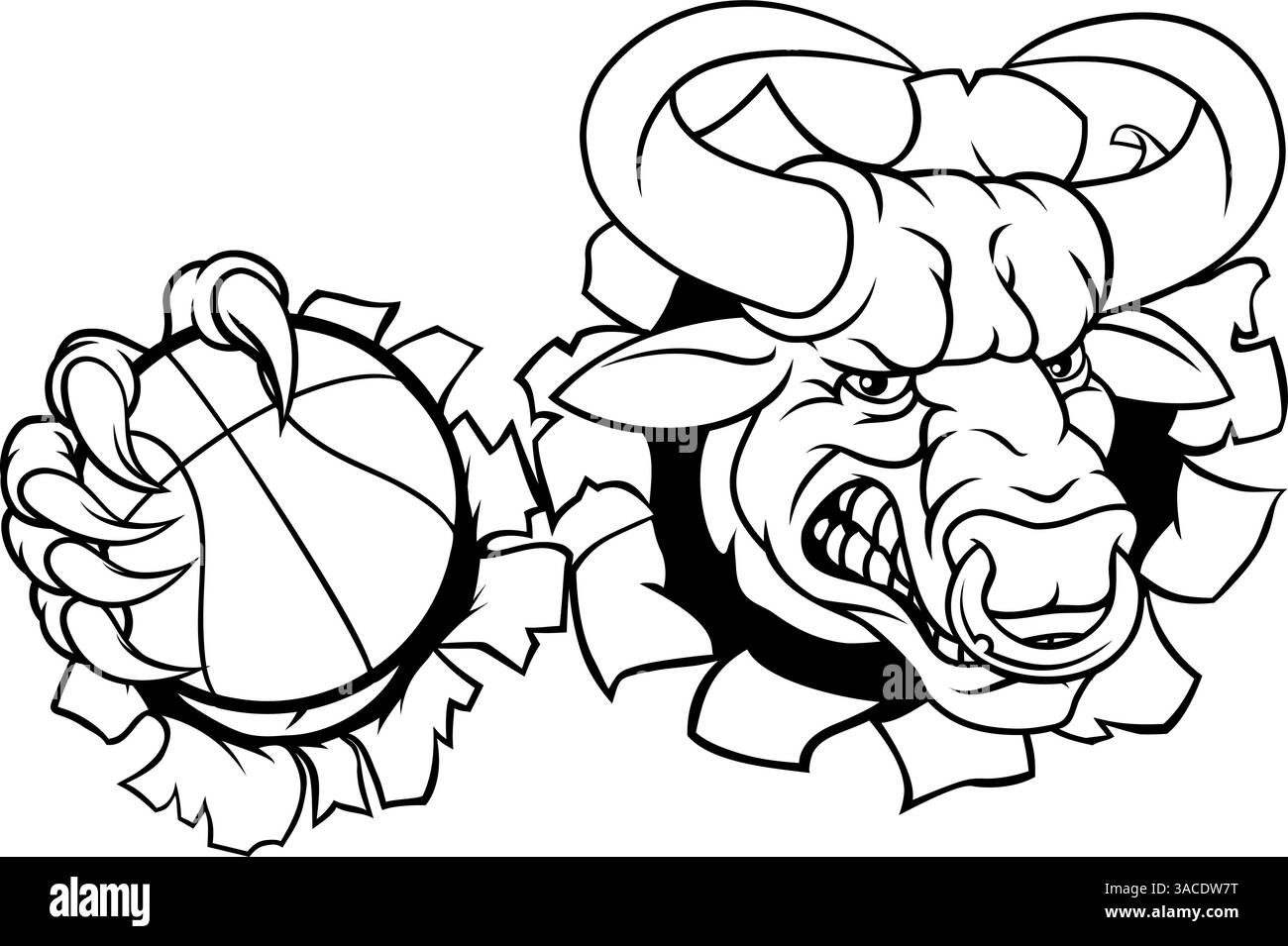 Bull Minotaur Longhorn Cow Basketball Mascot Stock Vector Image & Art ...