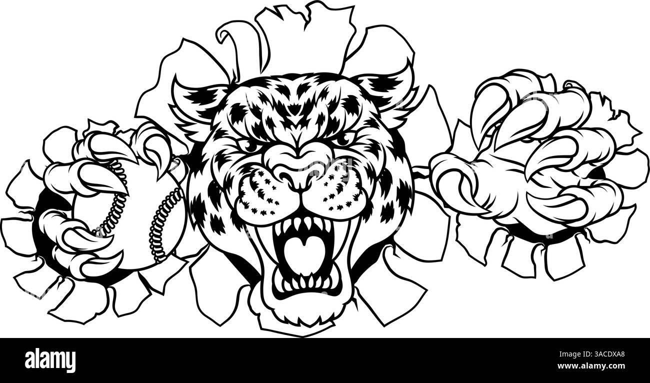 Jaguar Leopard Cheetah Panther Baseball Mascot Stock Vector Image & Art ...