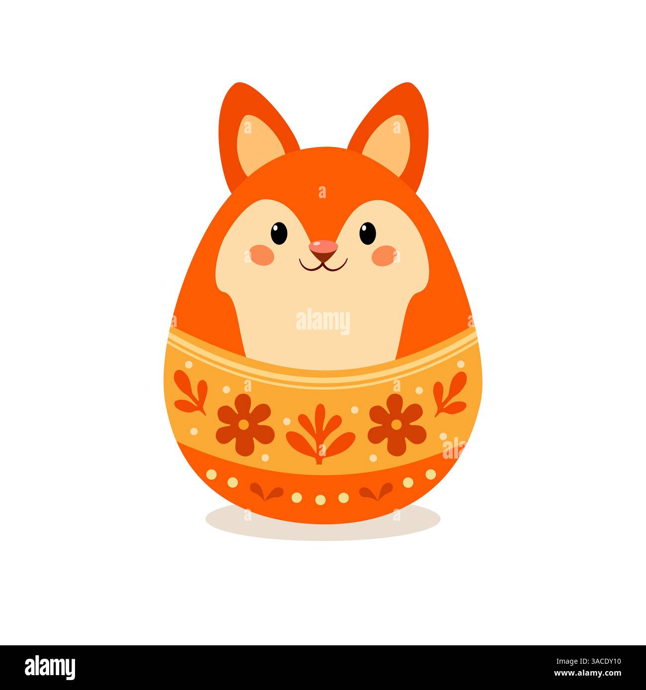 Easter egg. Cute fox in the shape of Easter egg, cartoon illustration ...