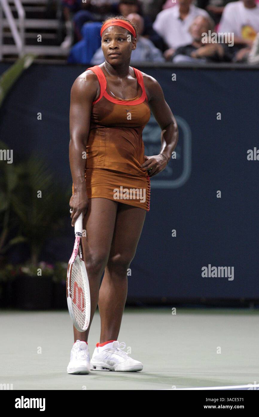 Carson,CA 08/08/06 - Serena Williams watches a replay following her ...