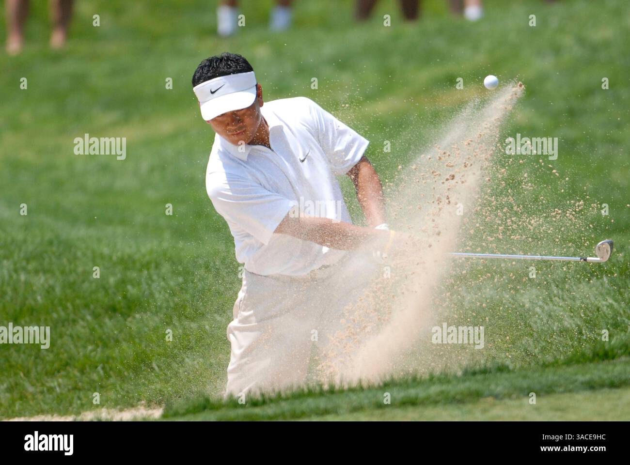 K.J. Choi comes out of the left, greenside bunker on number 15. Choi ...