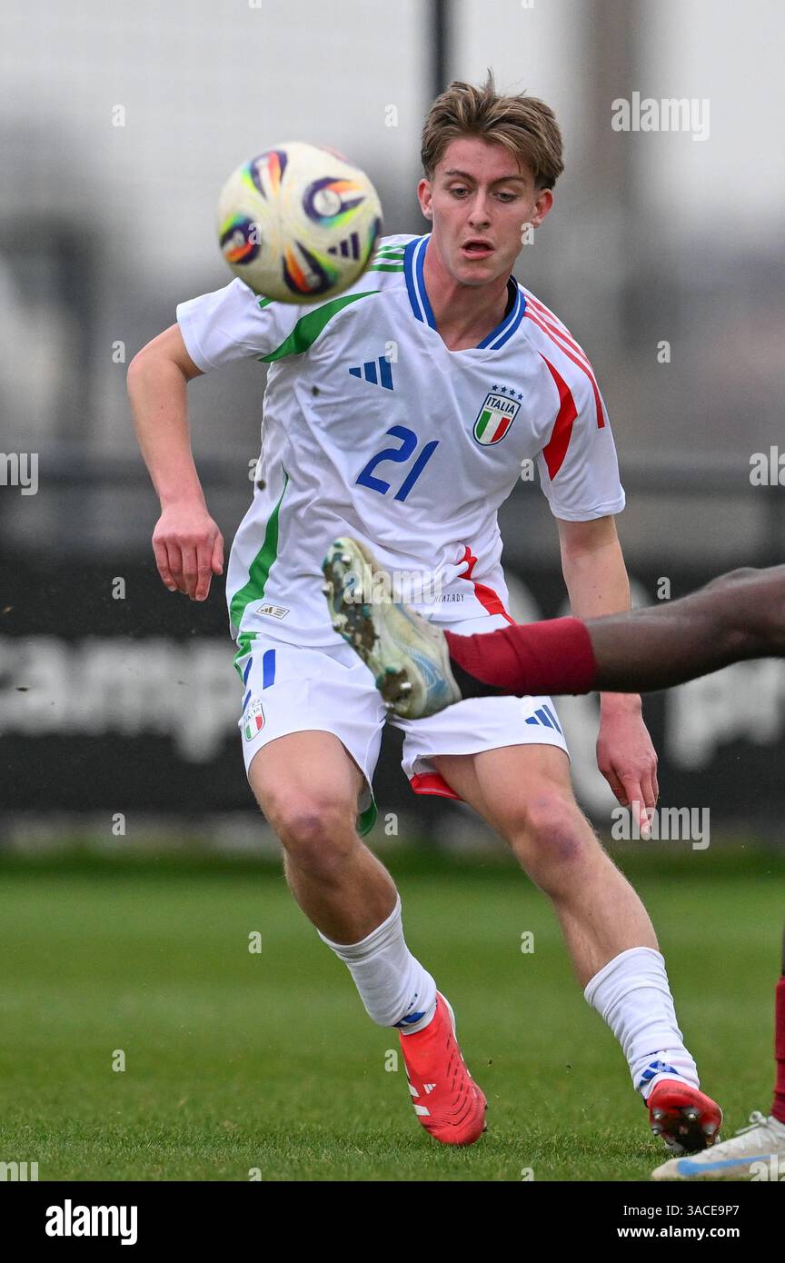 Tubize, Belgium. 21st Mar, 2025. Luca Messori (21) of Italy pictured ...