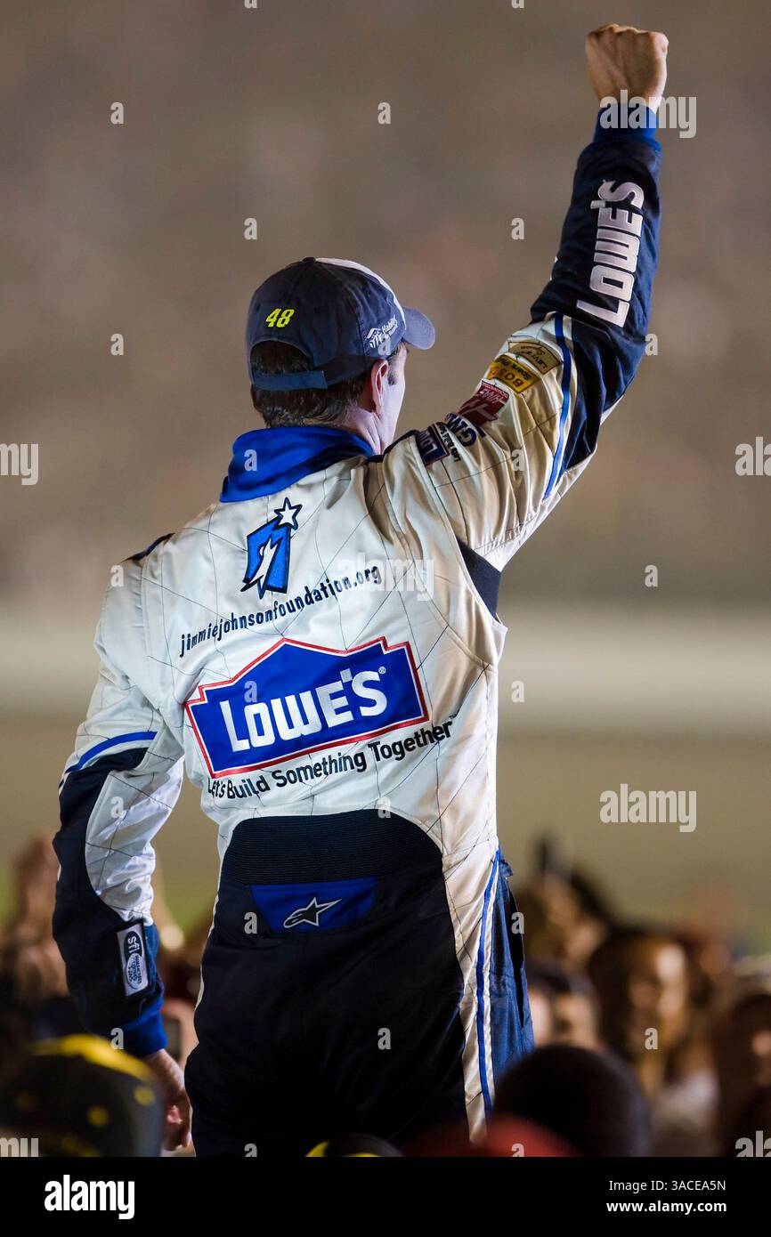 Jimmie Johnson wins the Sharp Aquos 500 NASCAR NEXTEL Cup race at the ...