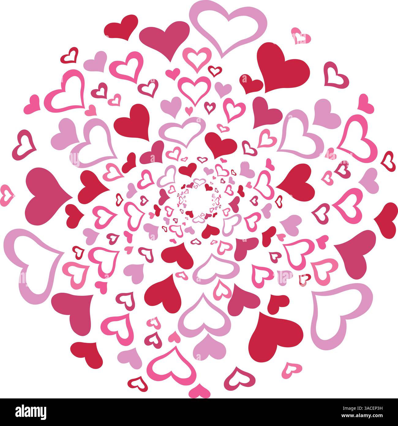 Vector illustration made with red heart silhouettes on a white ...