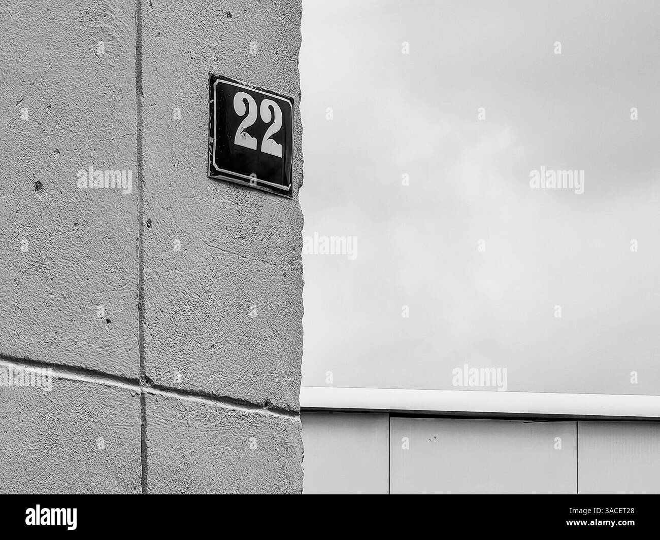 House number 22 sign Black and White Stock Photos & Images - Alamy