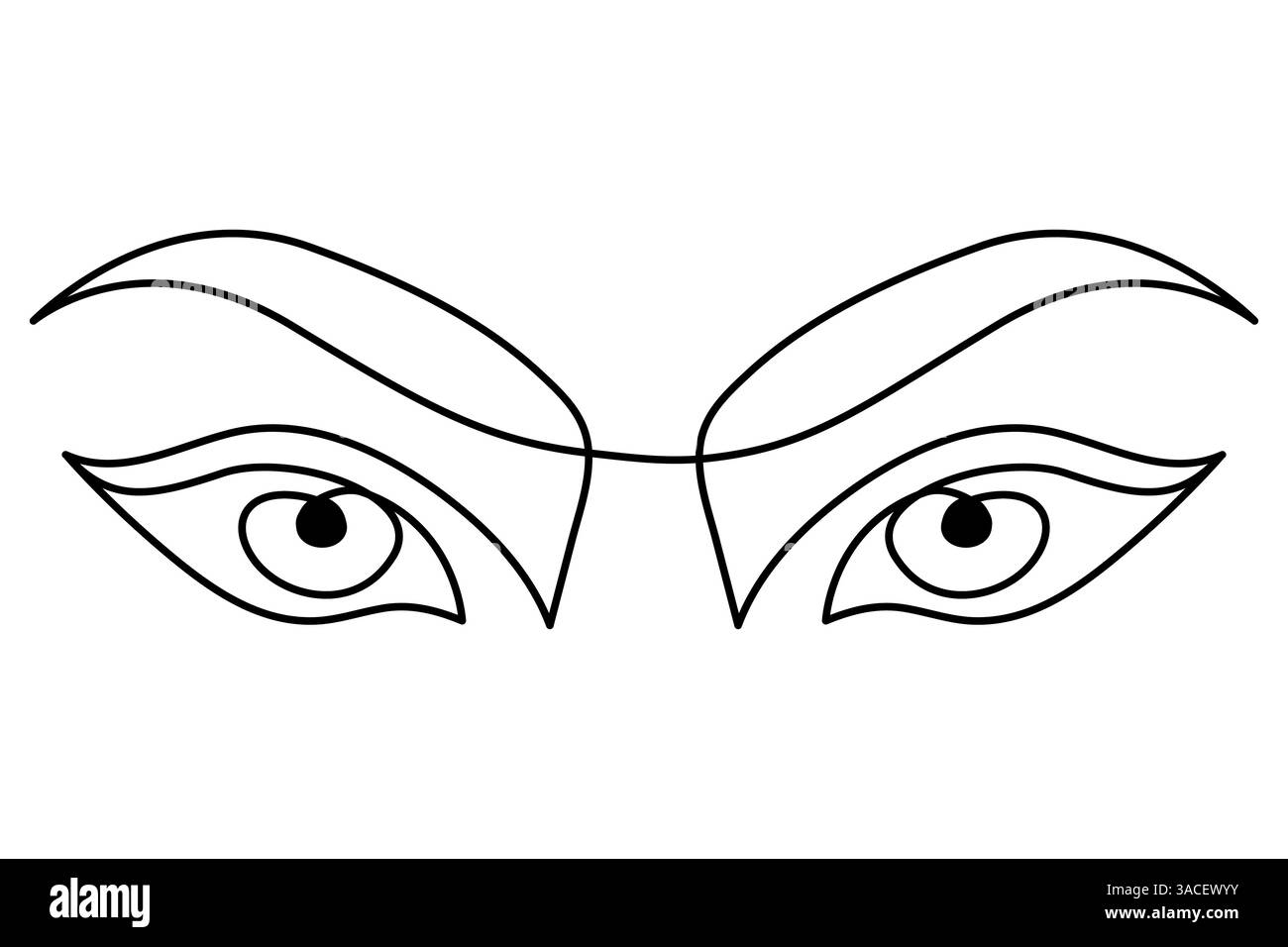Eyes continuous one line drawing of outline simple vector icon Stock ...