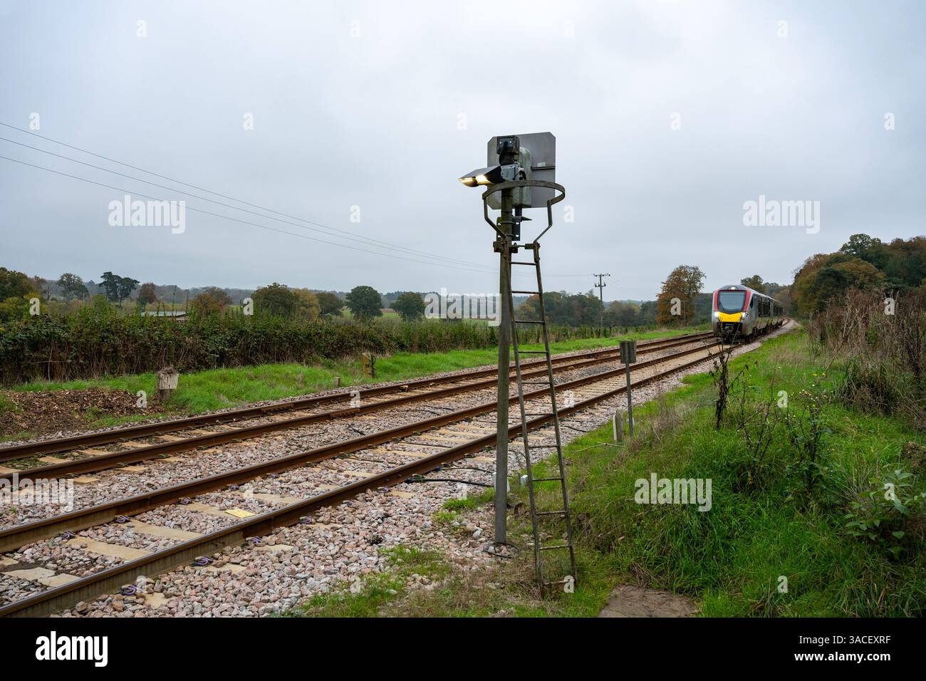 Railway level crossing light indicator Bealings Suffolk Stock Photo - Alamy