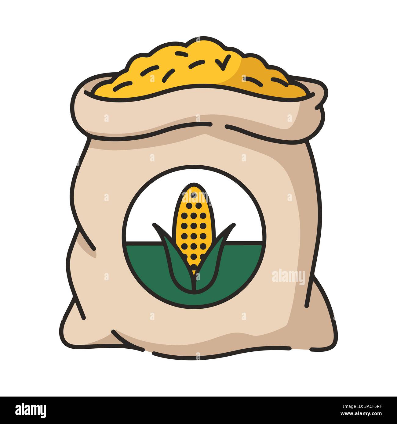Corn Icon Illustration in Flat Design Style. Vector image of a yellow ...