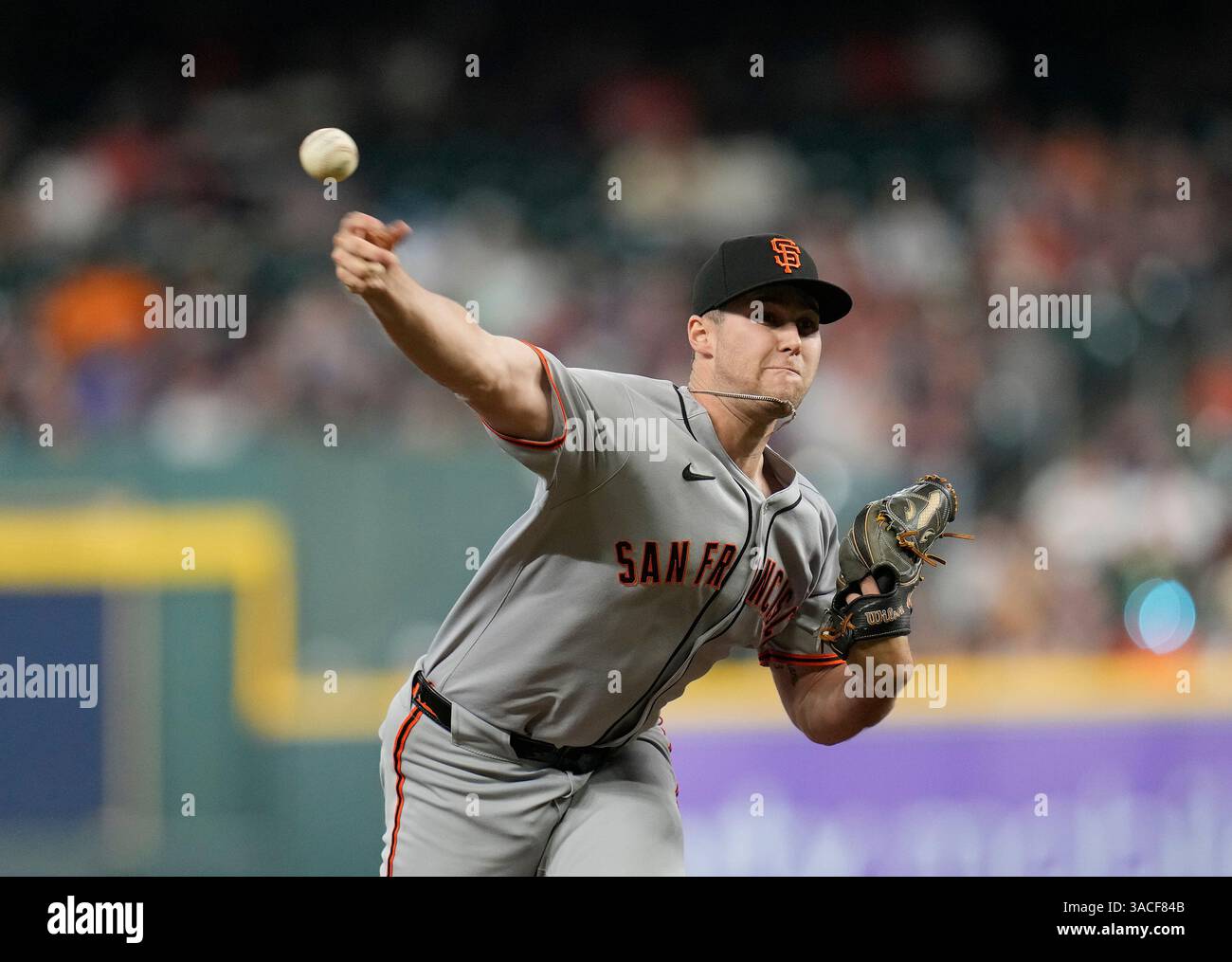 San Francisco Giants starting pitcher Landen Roupp pitches to Houston ...