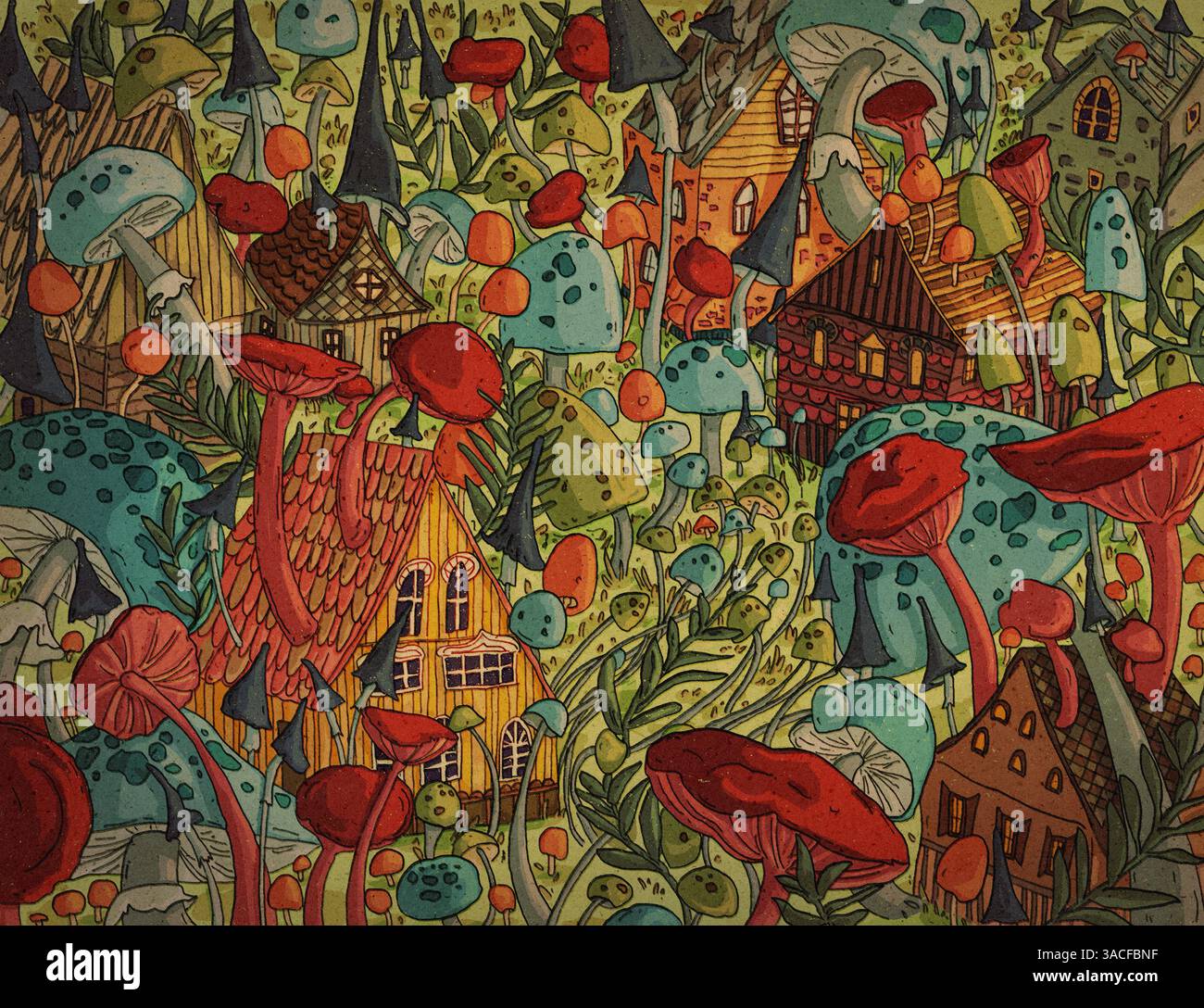 Fantasy mushrooms in cartoon hi-res stock photography and images - Alamy