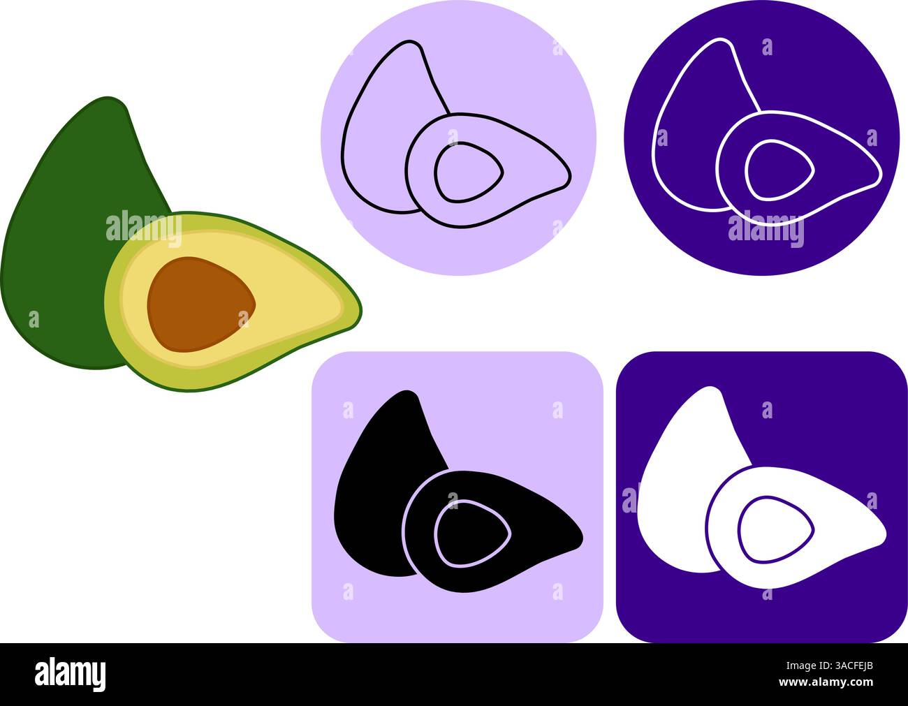 Avocado Vector line Logo. Flat illustration art for food design, recipe ...