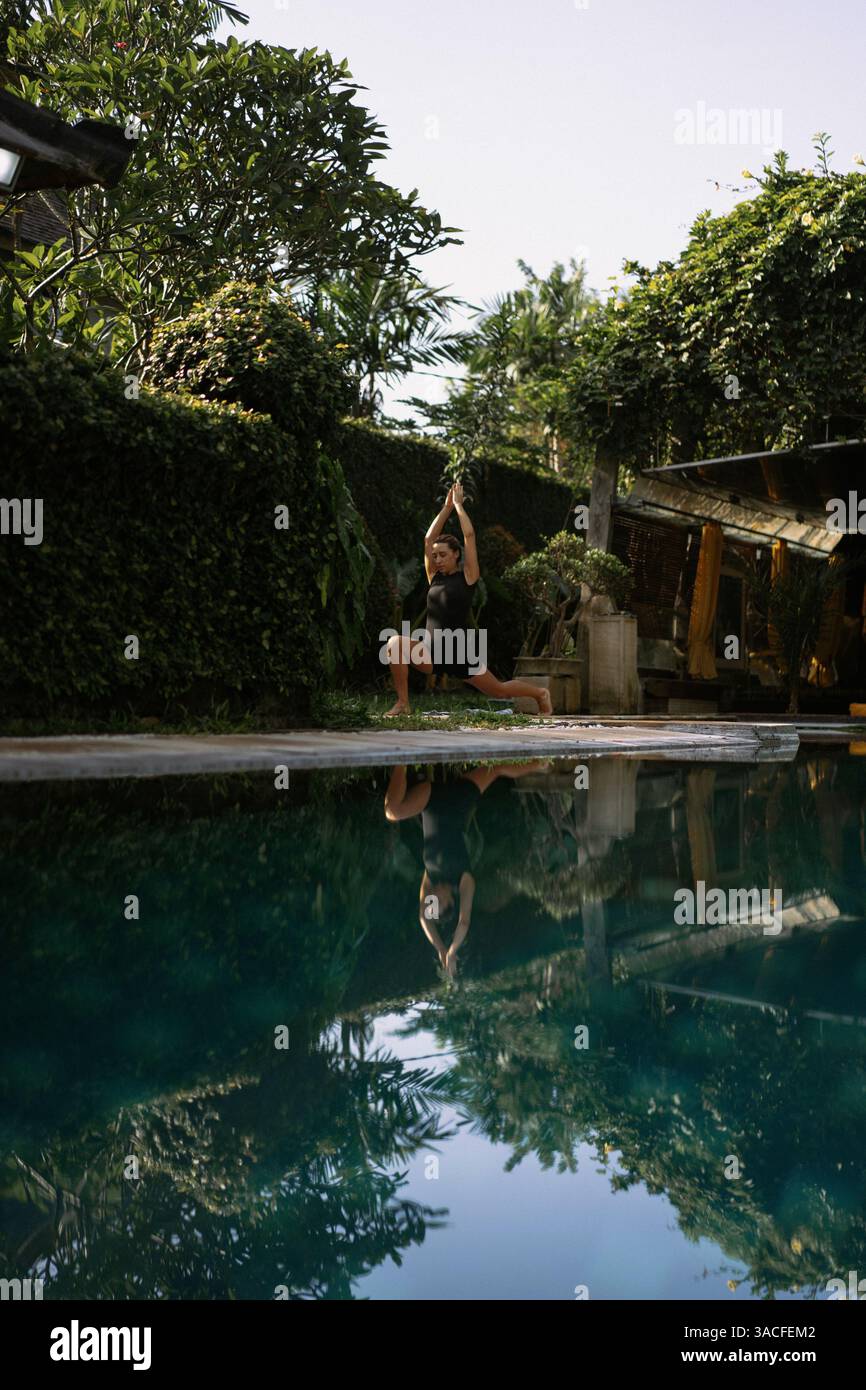 Woman practicing balance exercises hi-res stock photography and images ...