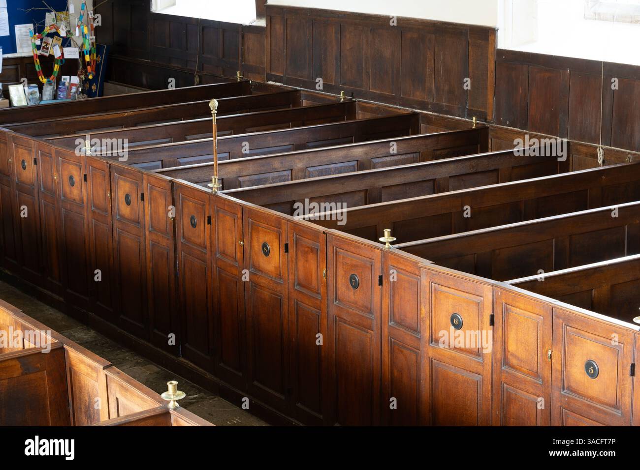 Box pews, St. Mary`s Church, Stoneleigh, Warwickshire, England, UK ...