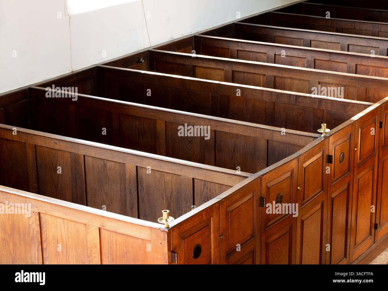 Box pews, St. Mary`s Church, Stoneleigh, Warwickshire, England, UK ...