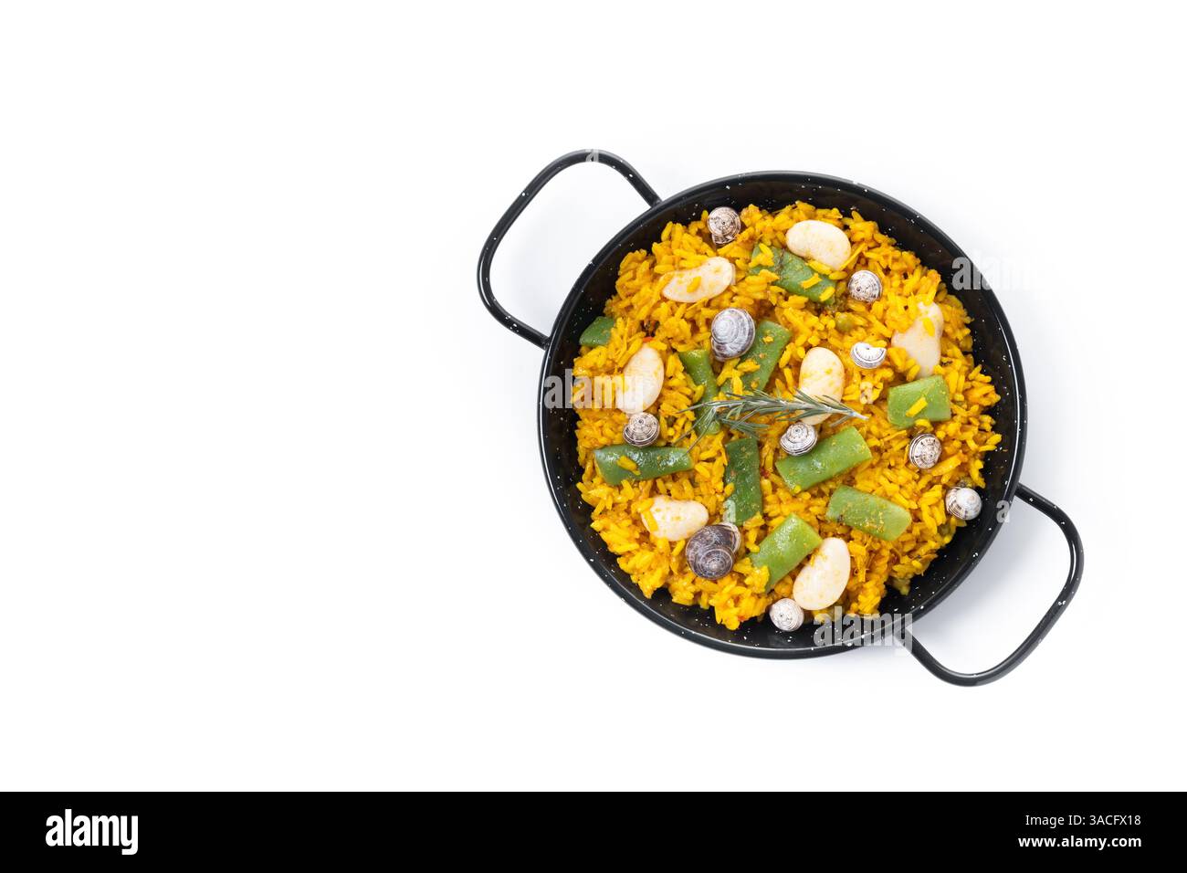 Traditional Valencian paella with rabbit, chicken, garrofon beans ...