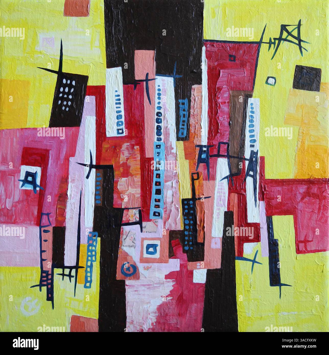 Abstract Illustration of City Town Skyline Map Multiple Colors Stock ...