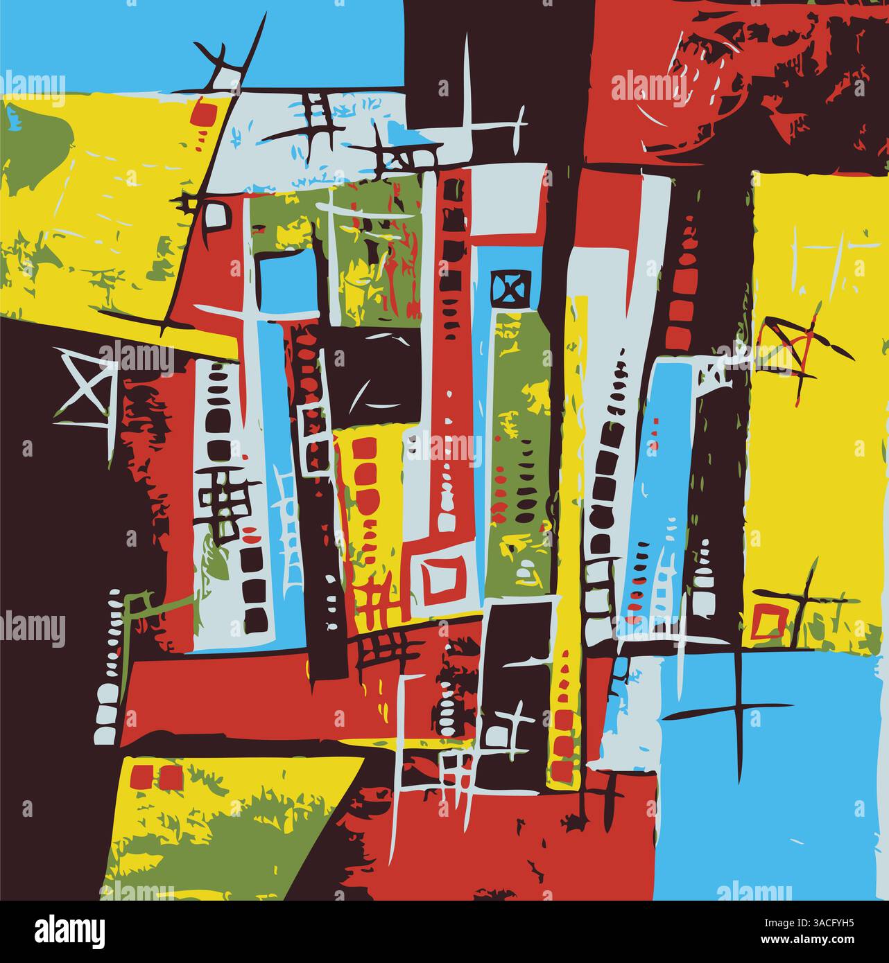 Abstract Illustration of City Town Skyline Map Multiple Colors Stock ...