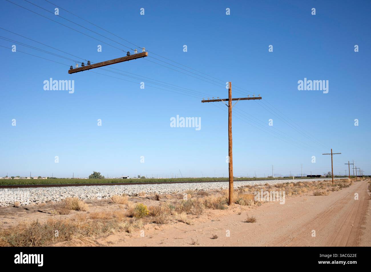 Abandoned telegraph lines in rural desert environment Stock Photo - Alamy