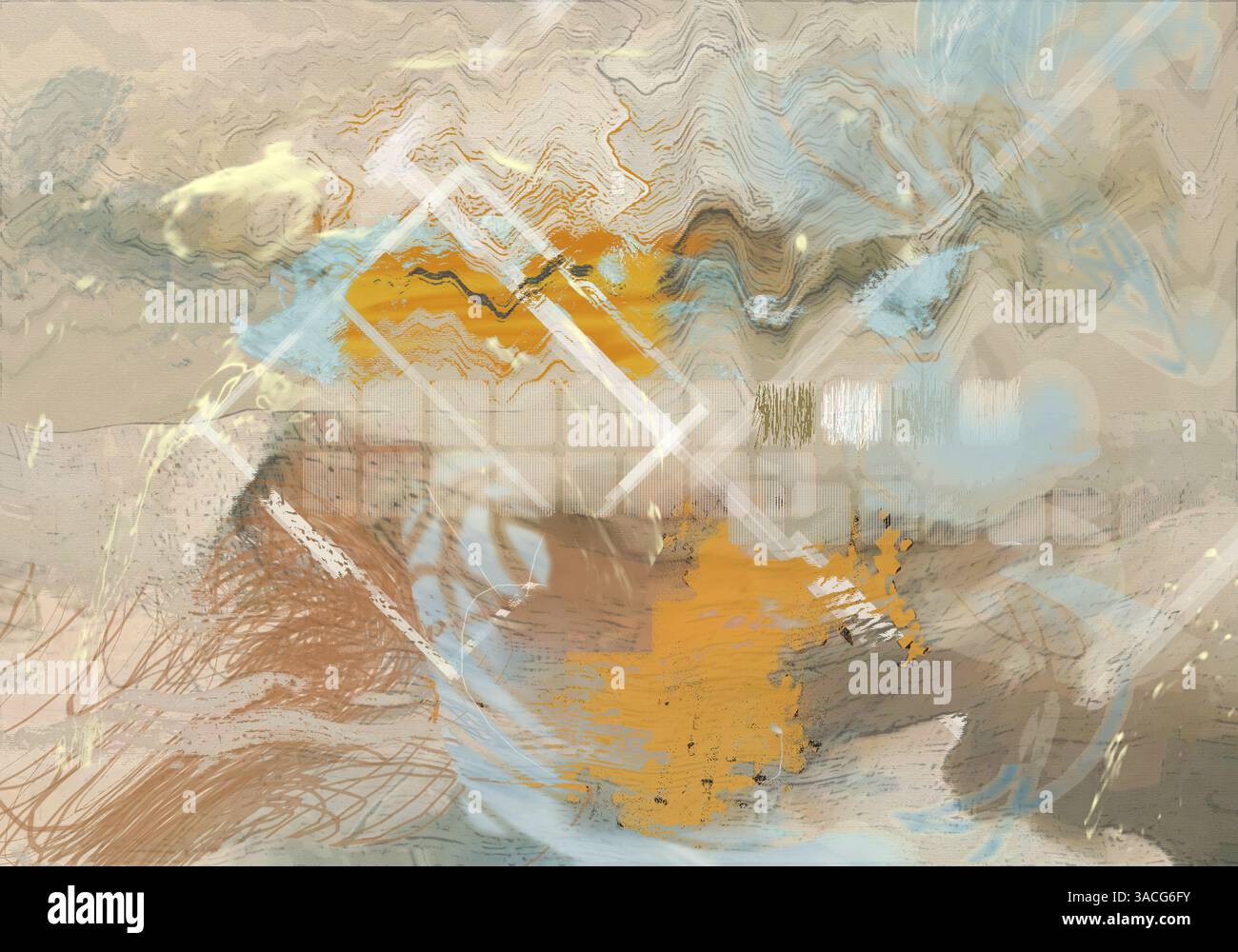 Abstract Map Illustration, Desert Landscape, Dunes and Mountains, Sand ...