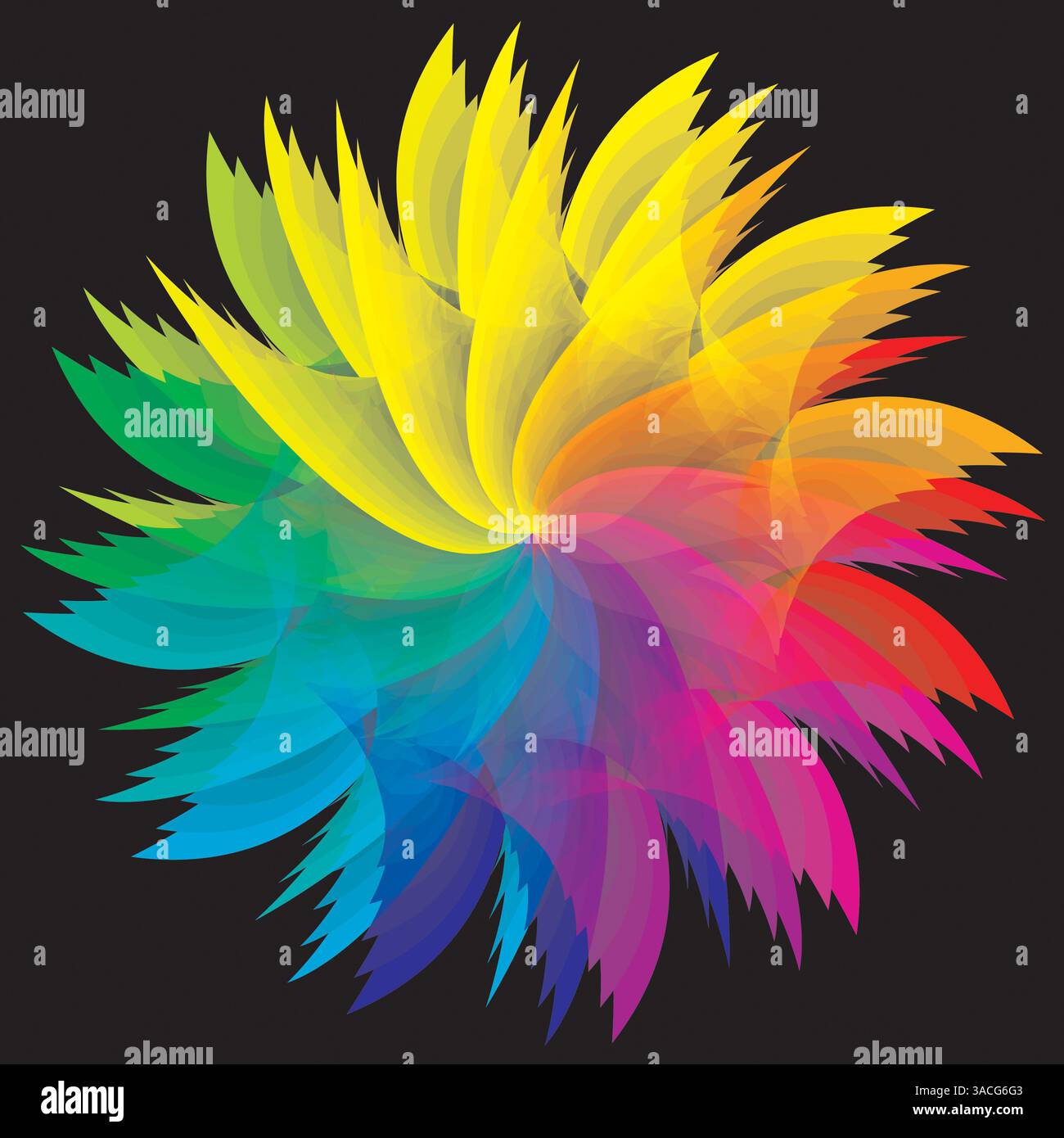 Abstract Color Wheel Rainbow Colors, Sacred Geometry on Black ...