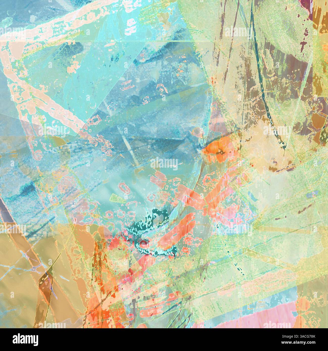 Abstract Map Digital Illustration, Network Several Colors, Square and ...