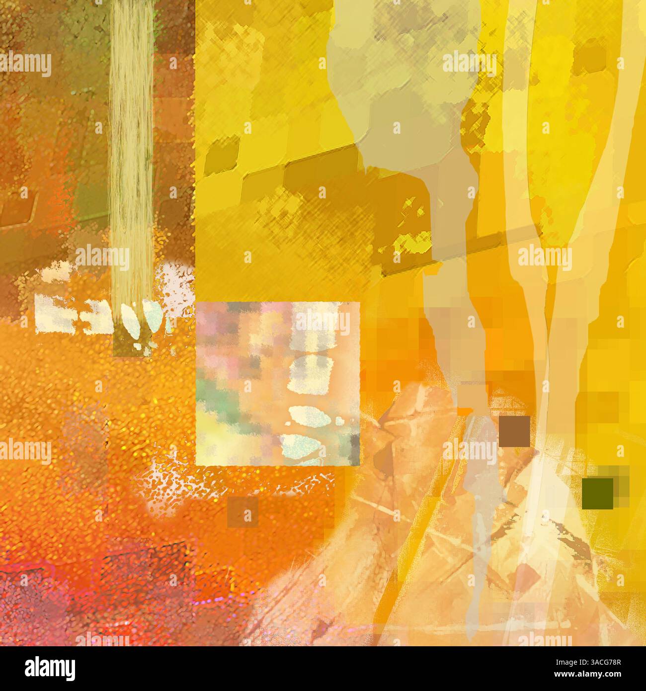Digital Collage Illustration, Red and Orange Colors, Mixed Artwork ...