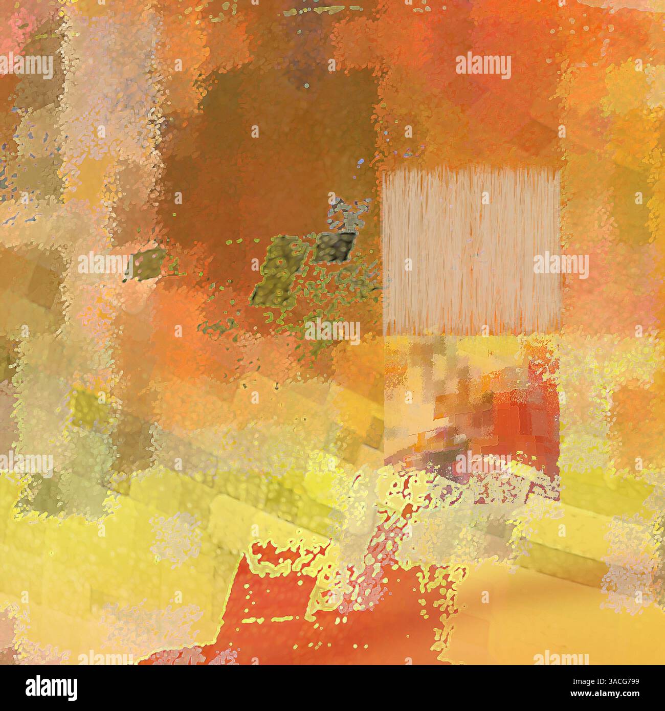 Digital Collage Illustration, Red and Orange Colors, Mixed Artwork ...