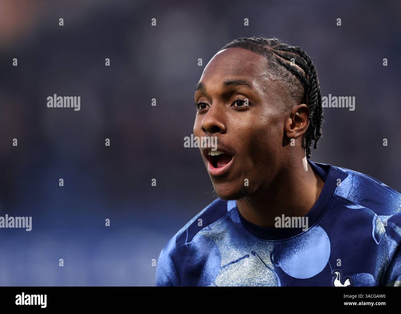 London, UK. 3rd Apr, 2025. Mathys Tel of Tottenham during the Chelsea v ...