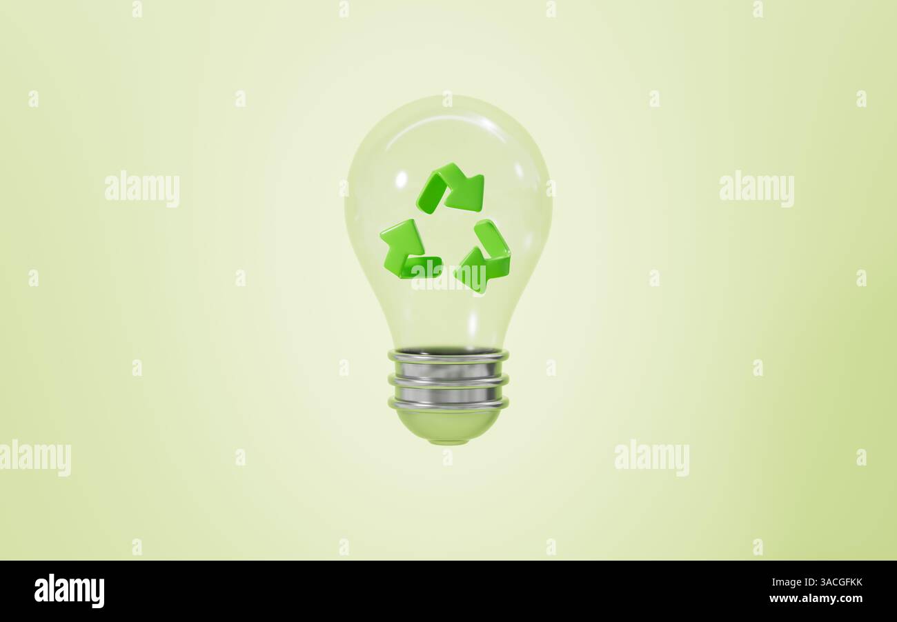 Cartoon green recyclable logo, 3d rendering. 3d illustration Stock ...
