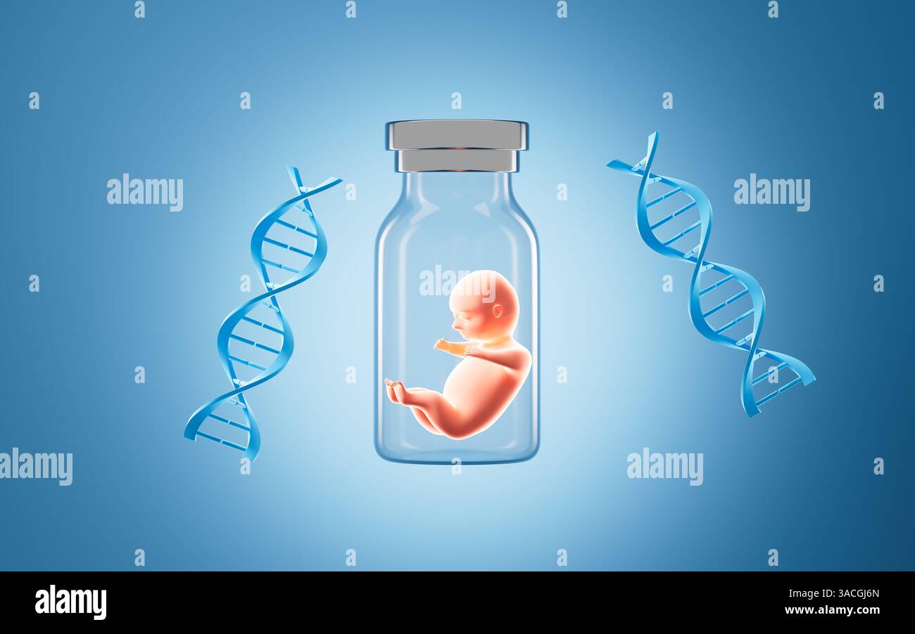 Human embryo model, test tube baby , 3d rendering. 3d illustration ...