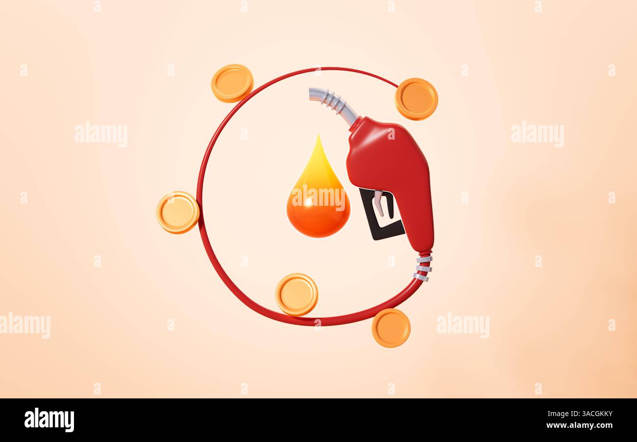 Cartoon oil gun and coins, oil price, rise of the oil price, High oil ...