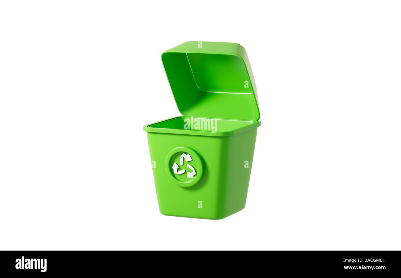Cartoon trash can with a recyclable logo, garbage sorting ...