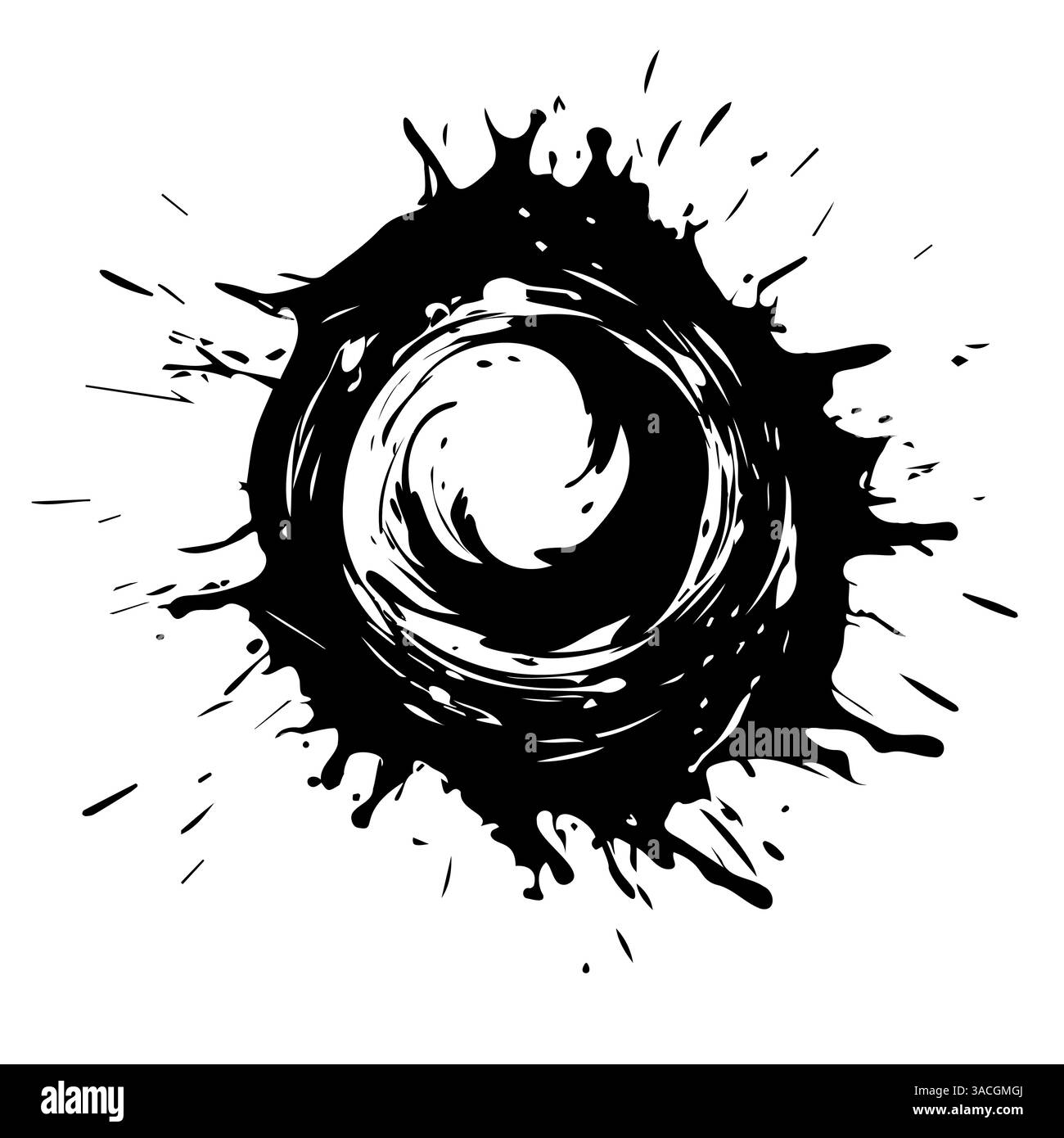 Round frame made of blots. Paint texture with drips. Grunge hand drawn ...