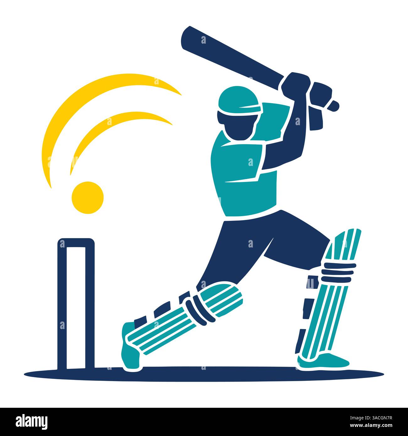 Cricket player logo design vector illustration featuring a stylized ...