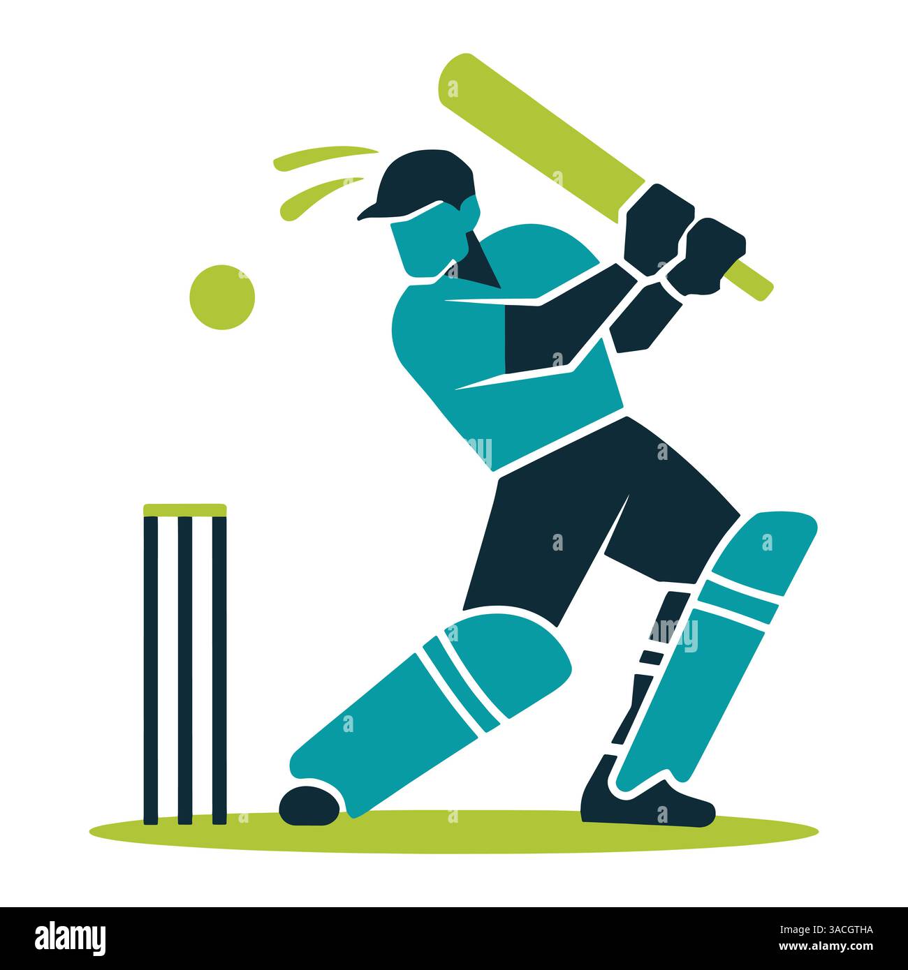 Cricket player logo design vector illustration featuring a stylized ...