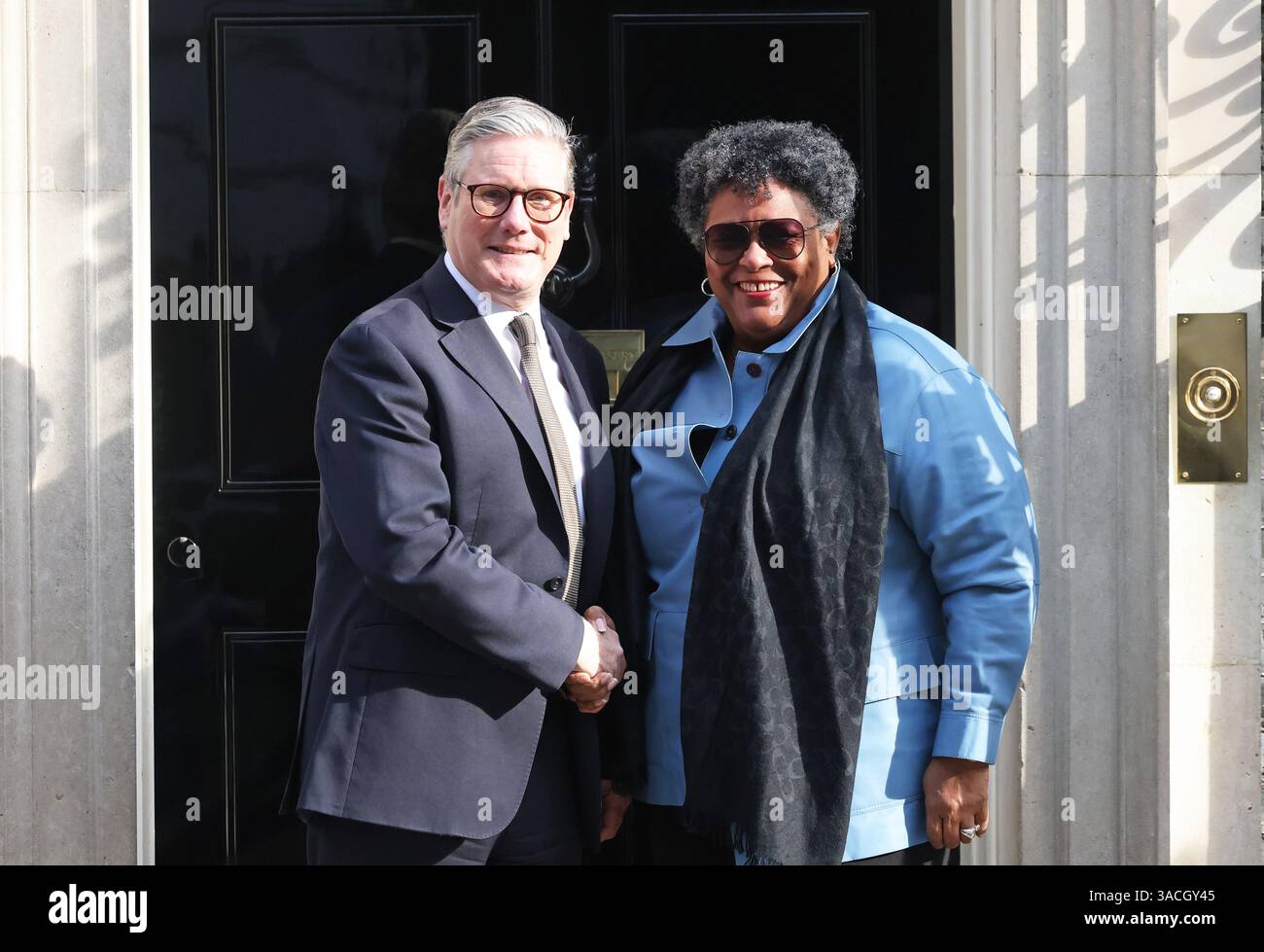 London, UK, 4th April 2025. UK PM Keir Starmer welcomed Mia Mottley ...