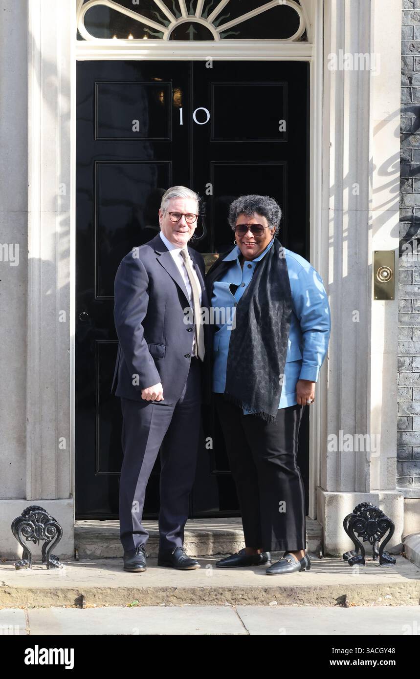 London, UK, 4th April 2025. UK PM Keir Starmer welcomed Mia Mottley ...