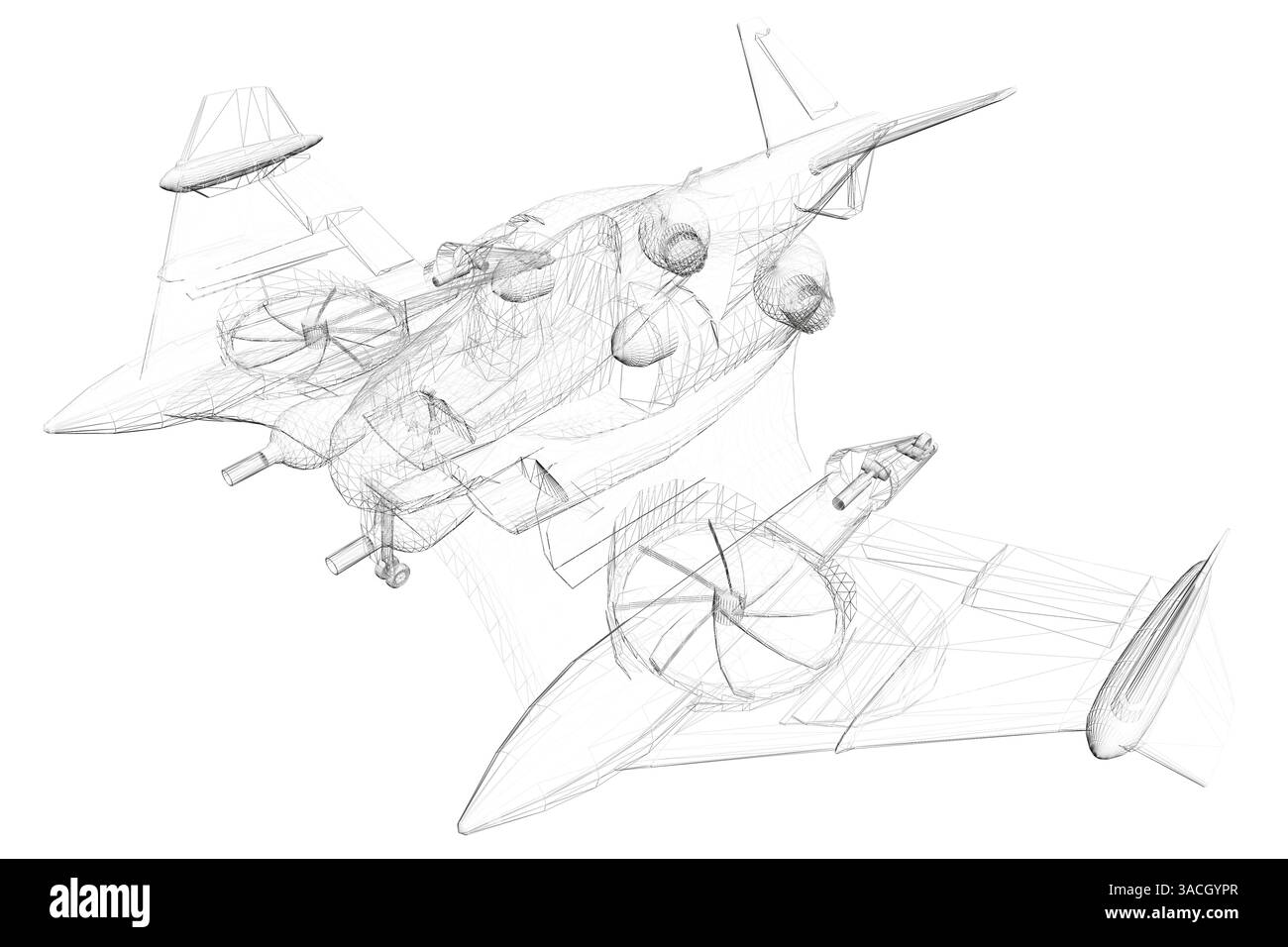 A black and white drawing of a plane with a propeller. The plane is ...