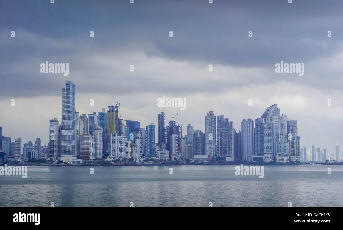 Panama City skyline showcases modern skyscrapers and a waterfront under ...