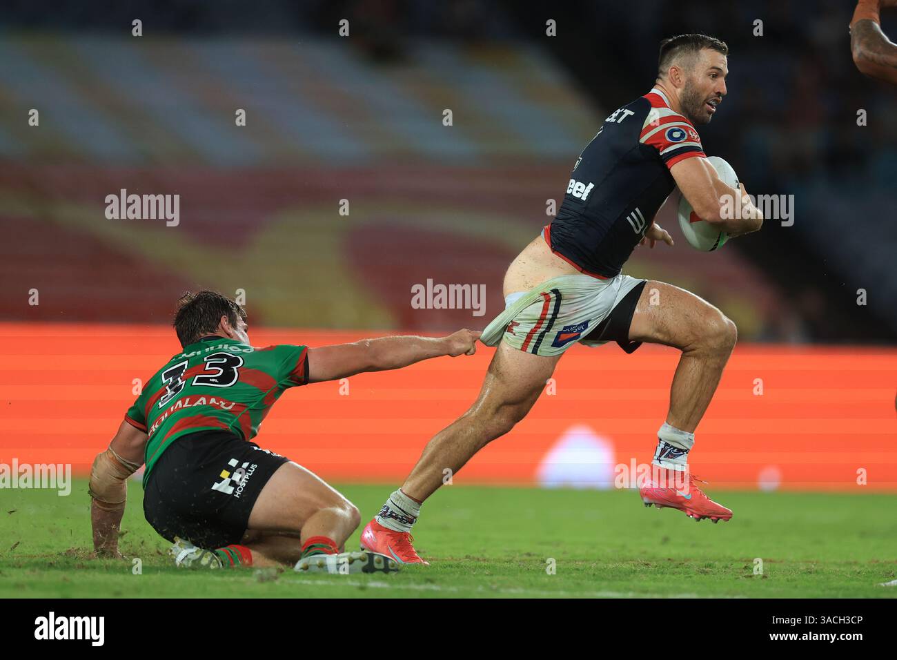 Sydney, Australia. 04th Apr, 2025. James Tedesco of the Roosters is ...