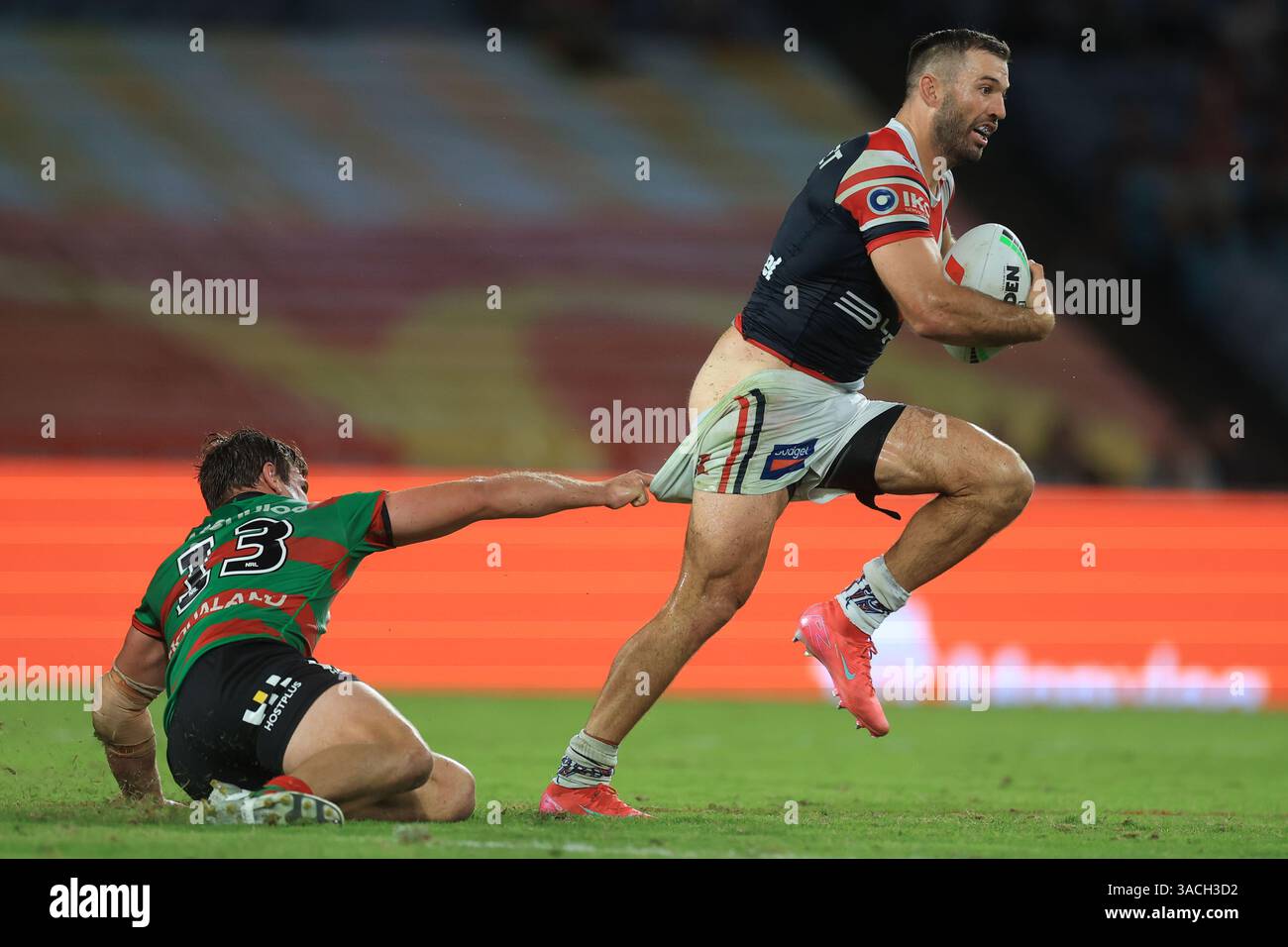 Sydney, Australia. 04th Apr, 2025. James Tedesco of the Roosters is ...