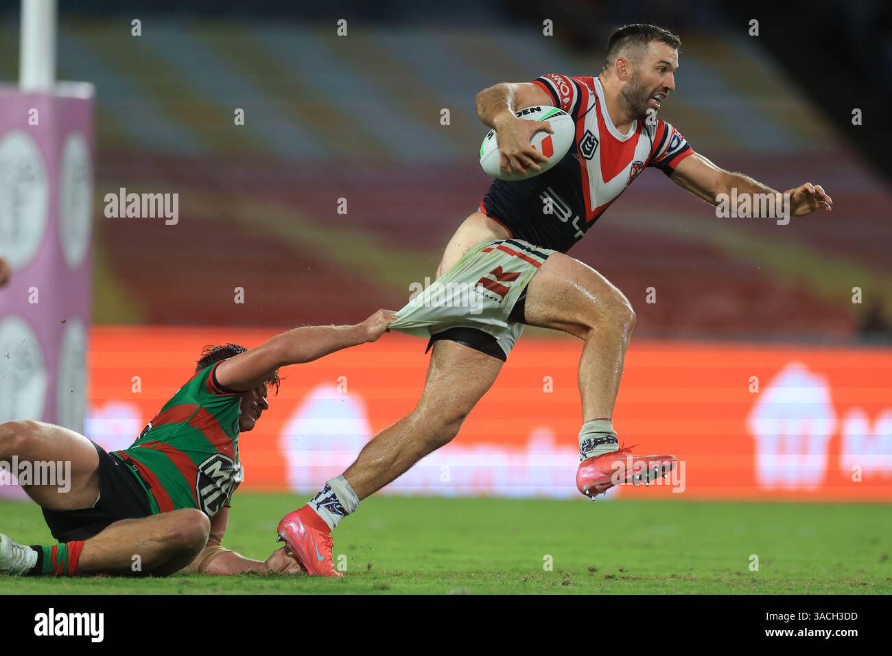Sydney, Australia. 04th Apr, 2025. James Tedesco of the Roosters is ...