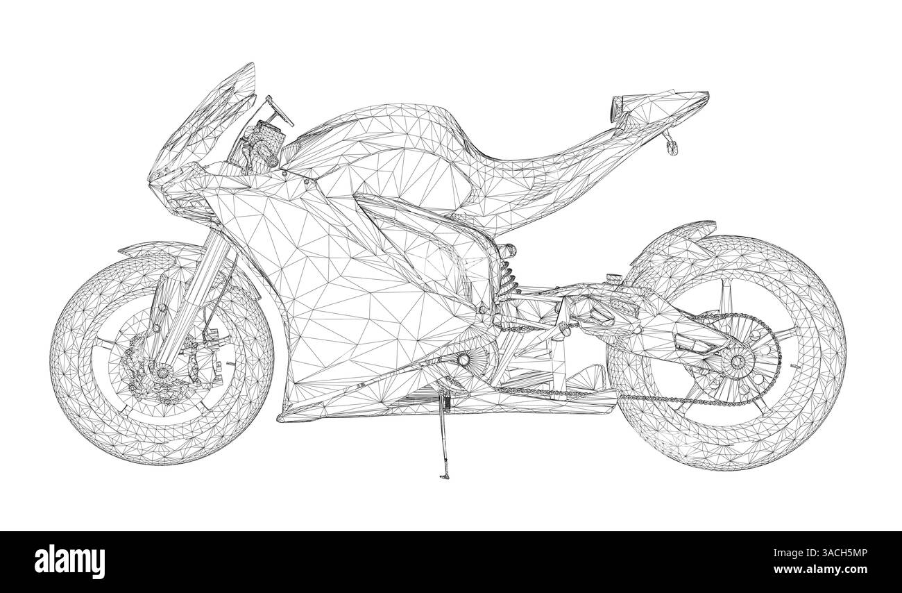 A motorcycle is shown in a black and white illustration. The motorcycle ...