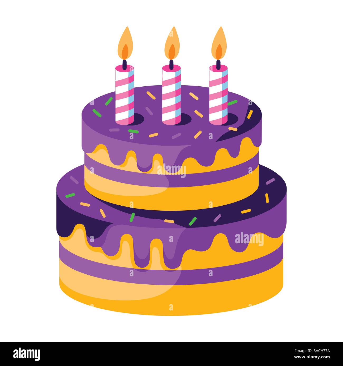 Cute birthday cake vector illustration. Adorable layered cake with ...