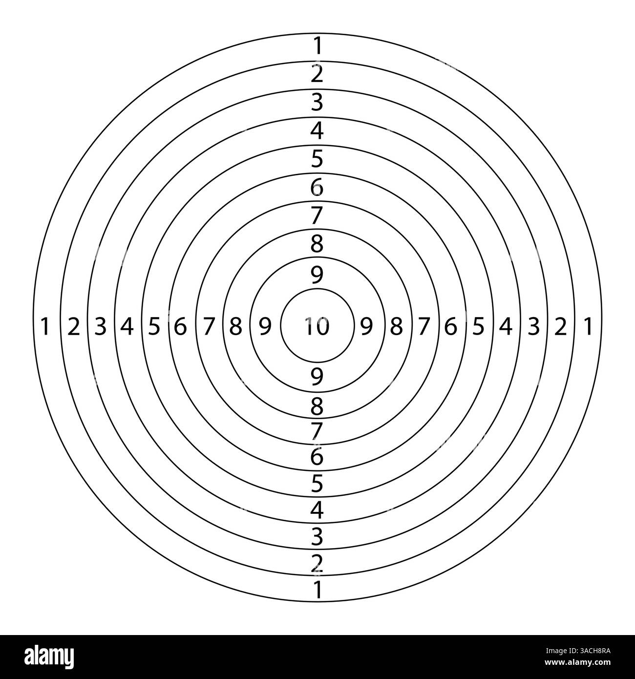 Target shooting blank paper black line with numbers. Competition or for training. Gun target ...